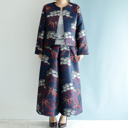 KABUKI ネイビー/レッド クルーネックジャケット 入学式 卒業式 セレモニー オフィス パーティ 結婚式 ジャケット ...