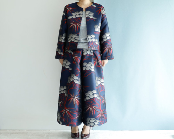 KABUKI ネイビー/レッド クルーネックジャケット 入学式 卒業式 セレモニー オフィス パーティ 結婚式 ジャケット ...