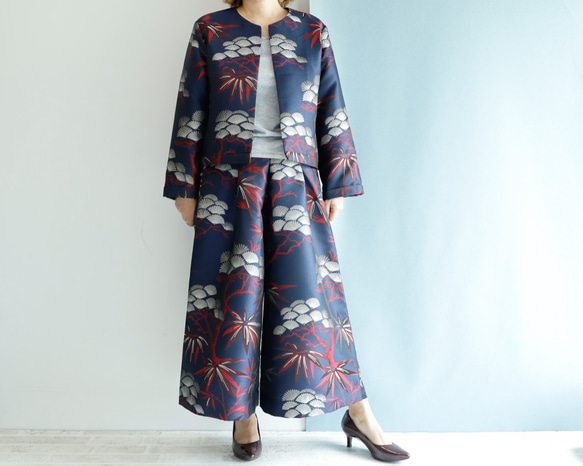 KABUKI ネイビー/レッド クルーネックジャケット 入学式 卒業式 セレモニー オフィス パーティ 結婚式 ジャケット ...