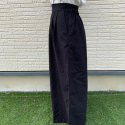 ツータックワイドパンツ/リネンコットン素材【黒】 キュロット・ワイドパンツ コトリネ 通販 12718677｜Creema(クリーマ)