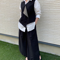 ツータックワイドパンツ/リネンコットン素材【黒】 キュロット・ワイドパンツ コトリネ 通販 12718677｜Creema(クリーマ)