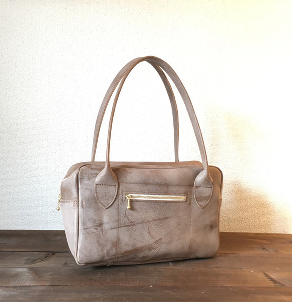 蝋引き 牛革 ブラウン ミニ ボストンバッグ ボストンバッグ Hand Made by Avonlea 通販 5299726｜Creema(クリーマ)