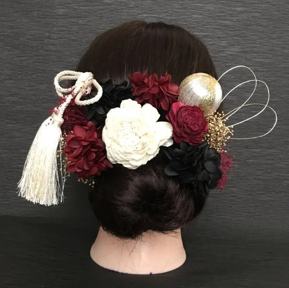 【大人気・色違い多数出品中】卒業式 結婚式 成人式 ワインレッド ブラック タッセル 髪飾り ヘッドドレス（アクセサリー） Atelier 凛 ...