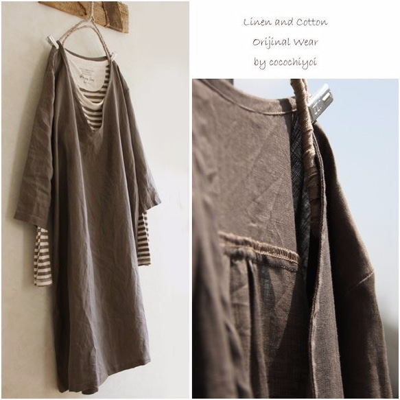 S-7LリネンVネックシンプルワンピース ワンピース cocochiYoi 通販 4680434｜Creema(クリーマ)