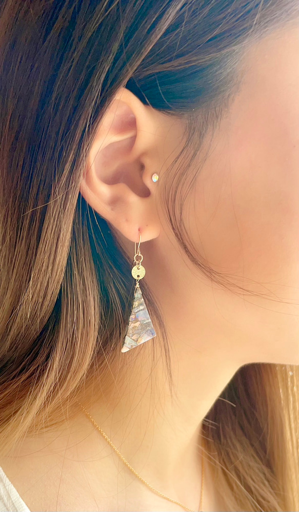 再販♪【14kgf】コッパーオパールのトライアングルピアス シンプル 大振り ピアス（フック・チェーン） coco_sango 通販 ...