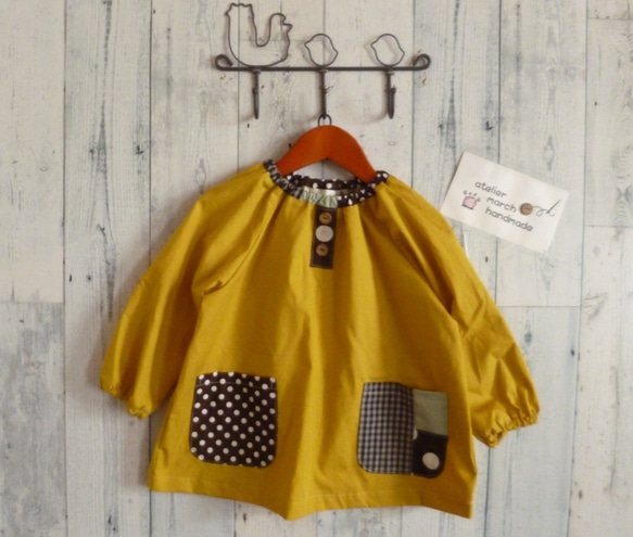 ★長袖スモック・遊び着★★マスタードイエロー★男の子★女の子★110 ベビー服 アトリエmarch 通販 12644786｜Creema(クリーマ)