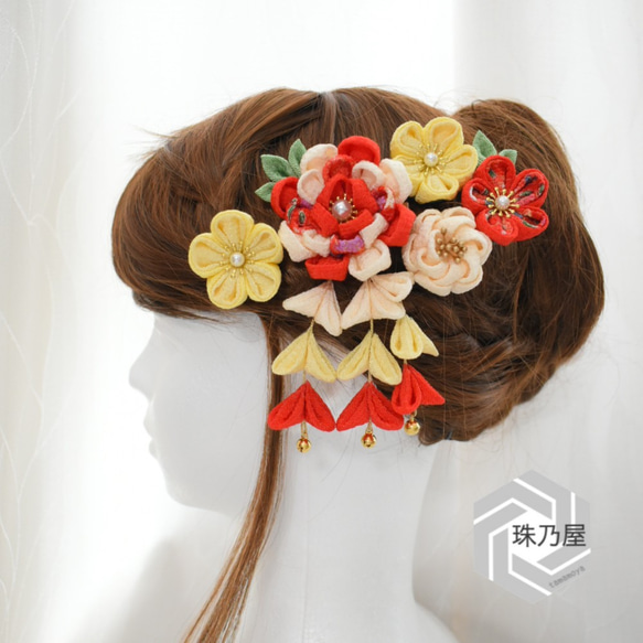 髪飾り 七五三 成人式 和装 つまみ細工 ちりめん #120 ヘッドドレス（アクセサリー） 珠乃屋 通販｜Creema(クリーマ) 12632274