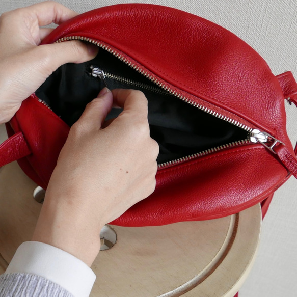 ﾓﾘﾉｶﾞｯｺｳ 上質本革ころんとminiポーチ【肩紐1.7cmタイプ レッド】ご旅行 毎日のポーチに/5292625/ ショルダーバッグ ...