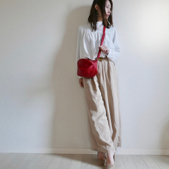 ﾓﾘﾉｶﾞｯｺｳ 上質本革ころんとminiポーチ【肩紐1.7cmタイプ レッド】ご旅行 毎日のポーチに/5292625/ ショルダーバッグ ...