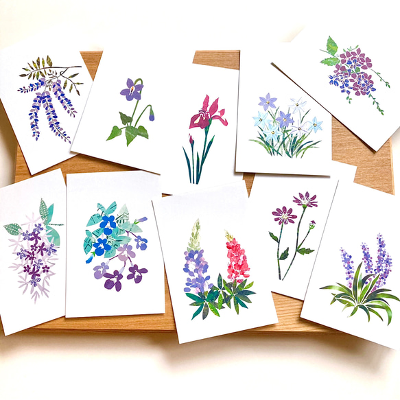 紫色の花ポストカードセット ポストカード tomocollage 通販 11858047｜Creema(クリーマ)