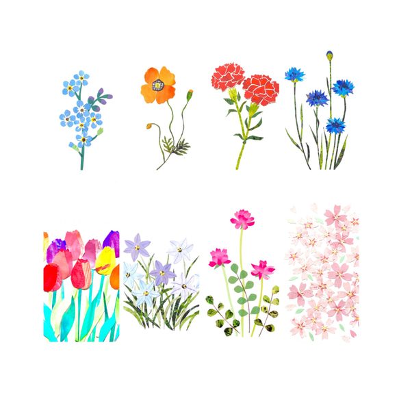 春の花ポストカード8枚セット ポストカード tomocollage 通販｜Creema(クリーマ) 8989292