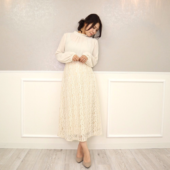 モールニットレース 偏光ラメ入りスカート（アイボリー） タイトスカート Cesario 通販 8653668｜Creema(クリーマ)