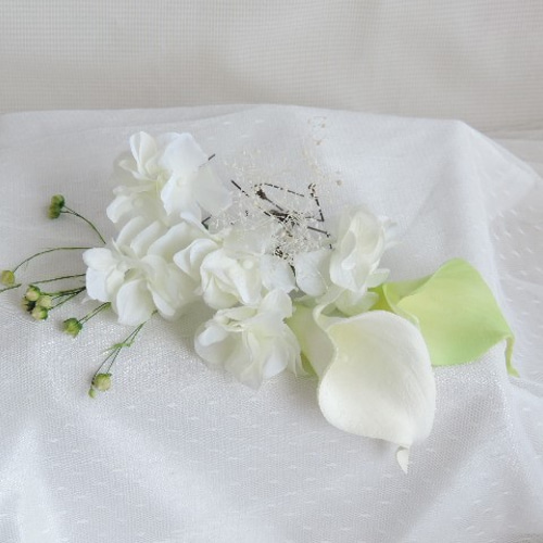 R4 カラーの花簪の髪飾り カラーのお花 白無垢 神前結婚式 白 R4 カラーの花簪の髪飾り カラーのお花 白無垢 神前結婚式 白
