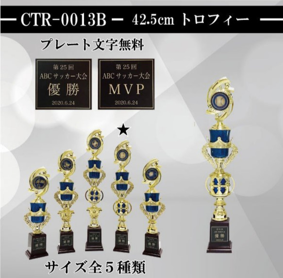 トロフィー 青 ブルー 【プレートプリント無料】【レリーフ選択可能】 オリジナル その他インテリア雑貨 haru 通販 12589461 ...