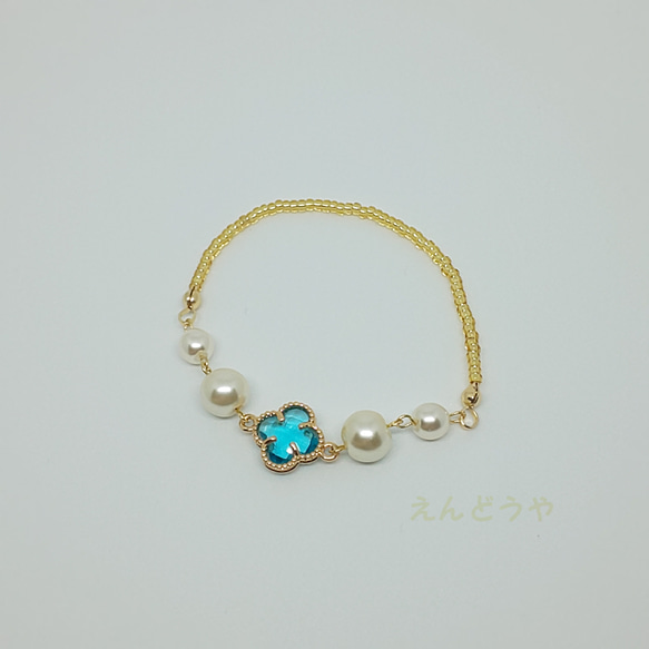 お花咲くブレスレット（スカイブルー） ブレスレット まめ 通販 11549188｜Creema(クリーマ)