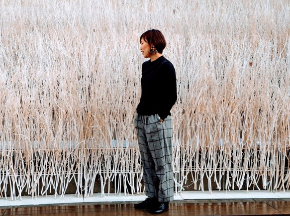 wide tapered pants / window pane check ロングパンツ ÉCLAIRCIE labo 通販 8357849 ...