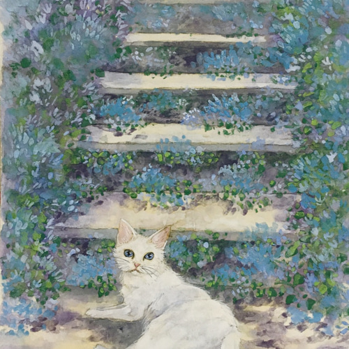 日本画 白猫風景 原画 絵画 紫苑工房 通販 9772026|Creema 日本画 白猫風景 原画 絵画 紫苑工房 通販 9772026|Creema