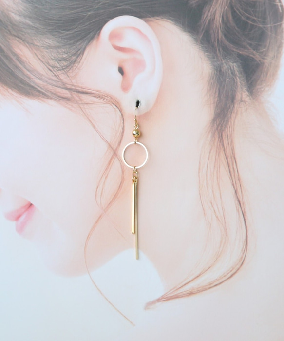 メタル（ビーズ＆リング15＆スティックW）♡ピアス・イヤリング♪【K18・K14GF/14kgf対応】 ピアス（フック・チェーン） PuaLANI プアラニ pualani 通販｜Creema ...