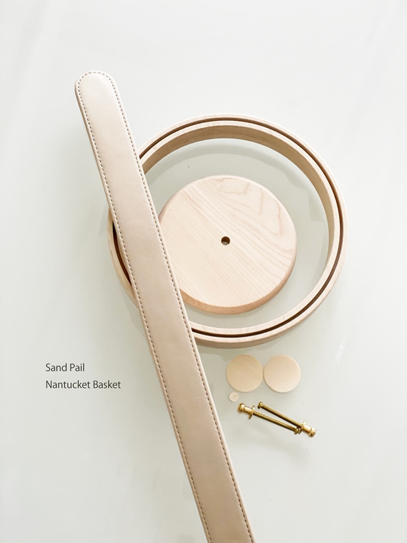 『数量限定1点 夏の福袋』サンドペール・ナンタケットバスケット材料5点セット☆アイボリーレザーハンドル付き キット ナンタケットバスケット専門 ...