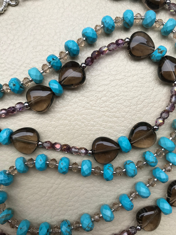 スモーキークォーツとターコイズカラーのネックレス ネックレス・ペンダント M.K.S 通販 9599489｜Creema(クリーマ)