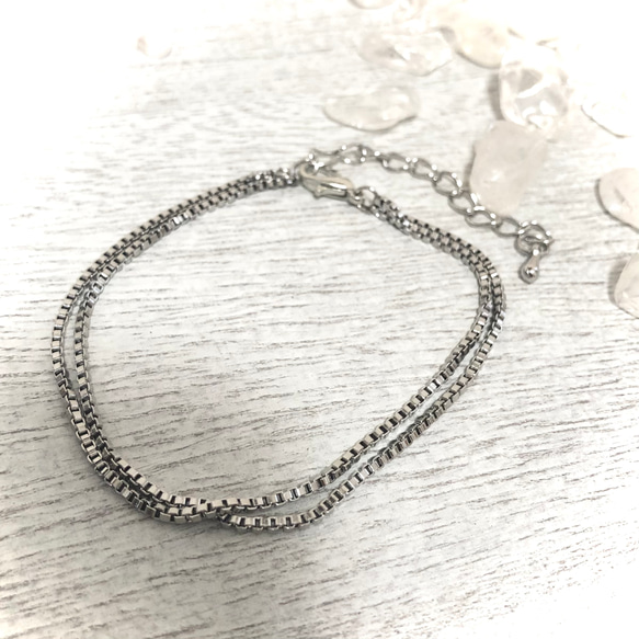 アレルギー対応！ステンレス製付けっぱなしok2連ベネチアンチェーンシルバーブレスレット ブレスレット hyousi 通販 12092030 ...
