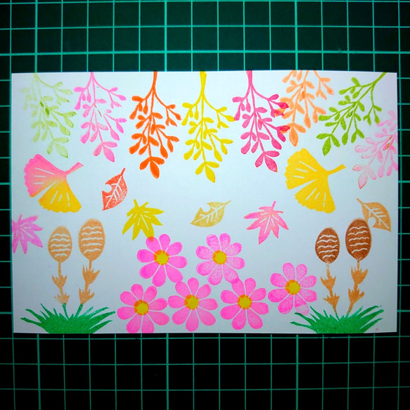 消しゴムはんこ「つくし・イチョウ・コスモス・もみじ」7個セット はんこ・スタンプ smile stamp 通販 12579615｜Creema ...