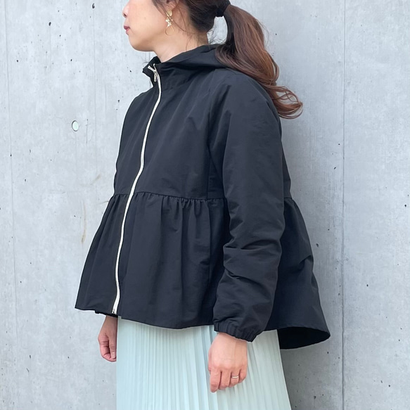 【撥水加工】雨にも負けない‼フレアヘム パーカーブルゾン 黒【M:3size展開】KMC-4 679381 ジャケット keep my ...