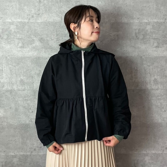 【撥水加工】雨にも負けない‼フレアヘム パーカーブルゾン 黒【【L:3size展開】KMC-4 612595 ジャケット keep my ...