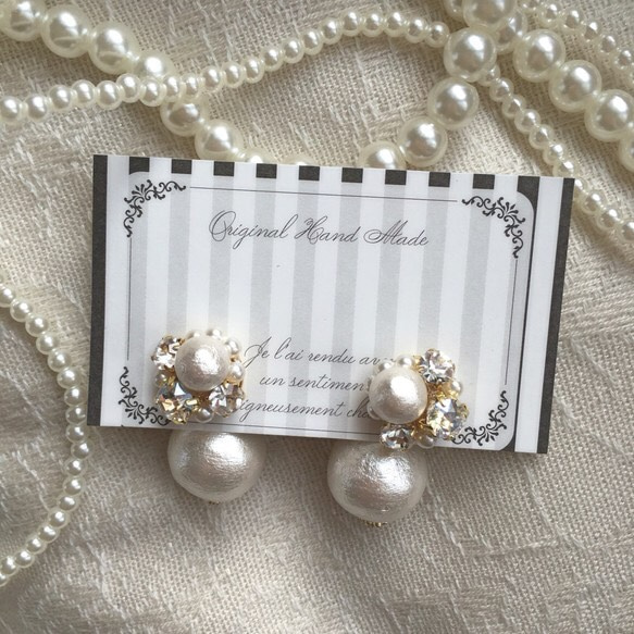 2way パールビジューピアス＊ ピアス（その他） K＊cherir 通販 1854424｜Creema(クリーマ)