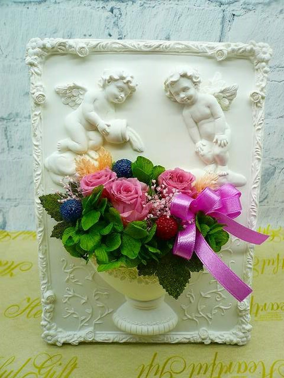 ★プリザーブドフラワー レジンフレームエンジェル ピンクバージョン★ プリザーブドフラワー hanahana 通販｜Creema(クリーマ ...