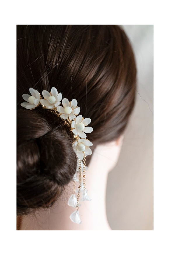 白い花のかんざし uピン ヘアアクセサリー 簪 髪飾り かんざし JOS(注文製作発送まで 5日) 通販 12674127｜Creema(クリーマ)