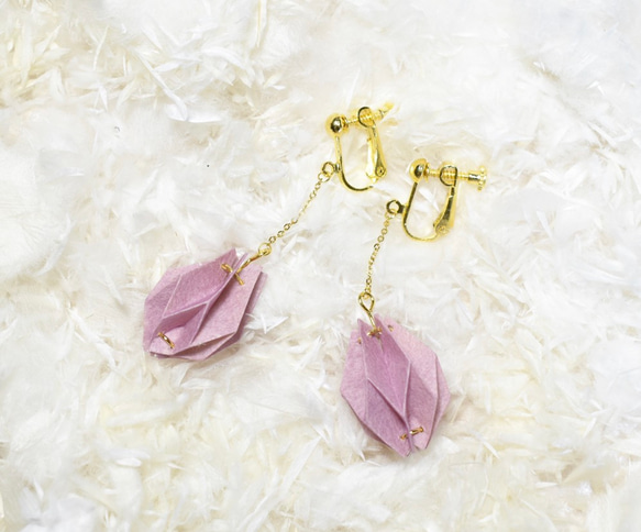 tosawashi drops 紫×イヤリング イヤリング・ノンホールピアス WASHI ORIORI 通販 8685914｜Creema(クリーマ)