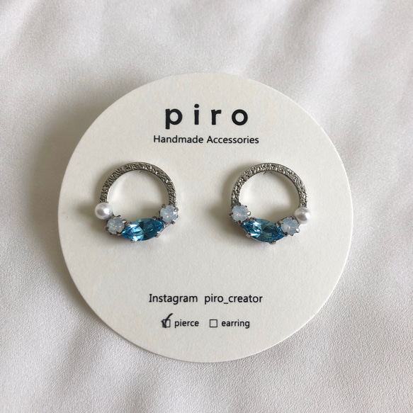 Metal-ring Swarovski ピアス (ライトブルー) ピアス（その他） piro_creator 通販｜Creema(クリーマ ...