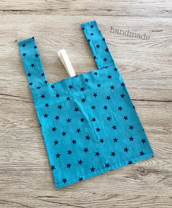 たっぷりマチ付きコンビニエコバッグ【小】 青緑×星柄 男の子 男性用 エコバッグ・サブバッグ nico＊nico 通販 10017810 ...