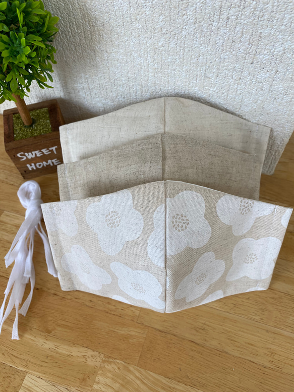 ハンドメイドマスク☆ふんわり立体マスク☆大人用12×20☆3点セット ゴムはウーリースピンテープを使用 その他素材 おるちゃん 通販 ...