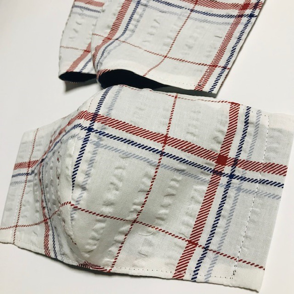 ★立体マスク 夏向き薄手 白地チェック柄 1枚★大人用 夏マスク doridori 通販｜Creema(クリーマ) 9302359