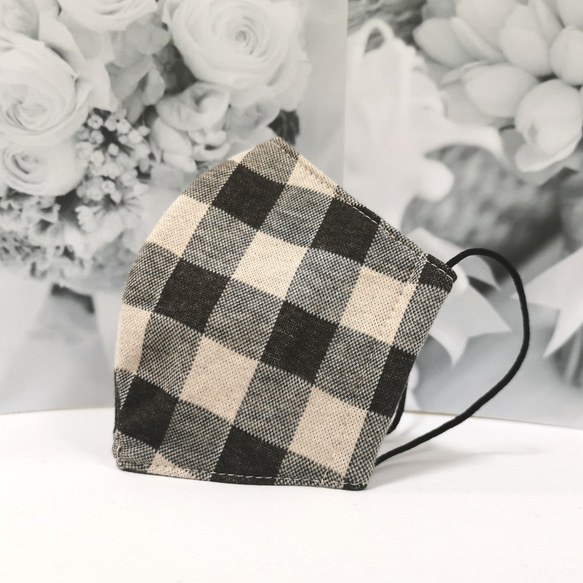 【秋冬モデル 暖かニット】立体マスク ハンドメイド ブラウンチェック【洋裁教室の講師が丁寧に作りました】 布マスク こまろ 通販 ...