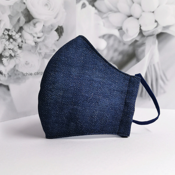 【肌触りが気持ちいい！】立体マスク ハンドメイド ガーゼマスク デニム風ブルー【洋裁教室の講師が丁寧に作りました】 布マスク こまろ 通販 ...