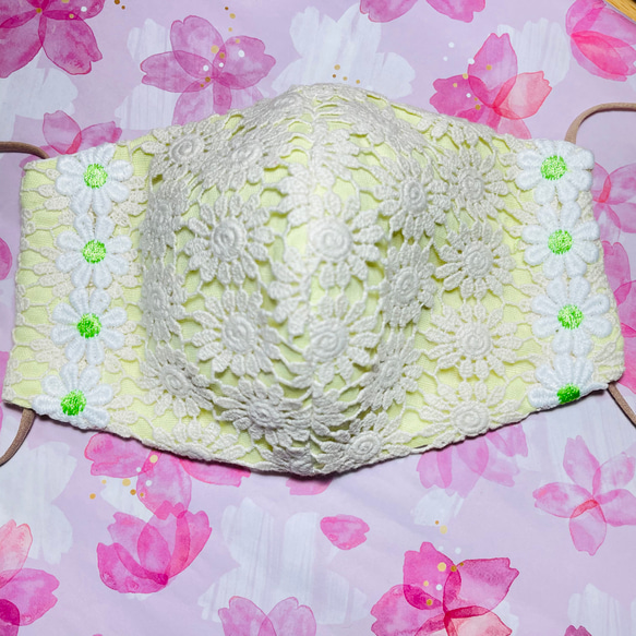 コットンレースの春夏マスク/ミントグリーン立体マスク/母の日プレゼント 布マスク GRANMAMA 通販 11588563｜Creema(クリーマ)