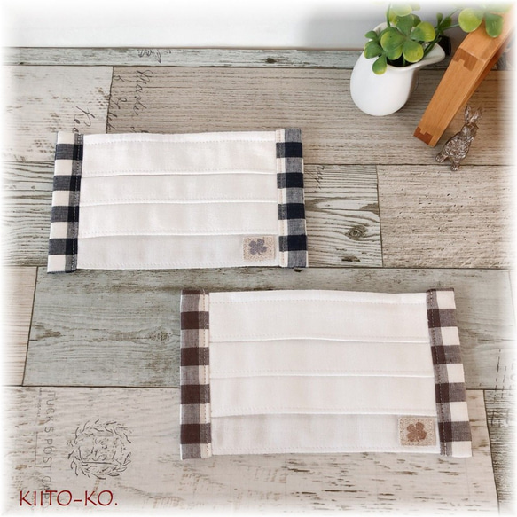 〈選べる4サイズ〉ワイヤー入プリーツマスク【チェックa】 その他ファッション雑貨 KIITO-KO 通販 9079885｜Creema(クリーマ)