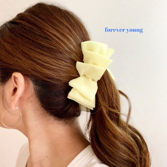 [送料無料]バナナクリップ・シンプルふわふわ・シフォンリボンイエローm ヘアクリップ・バナナクリップ forever young 通販 ...