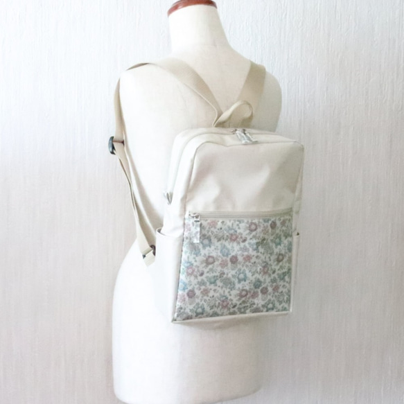 リバティ×綿麻ビニコ/スクエアリュック M*Arona【送料無料】試作品その1 リュック・バックパック mame+ 通販 12034455 ...