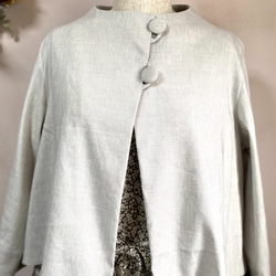 《大きいサイズ》 ストレッチリネンのボトルネック ショートジャケット L•LL•13号対応 ワンサイズ ブラック ジャケット ...