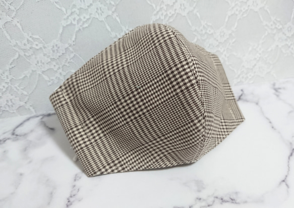 【送料無料】☆グレンチェック☆ モカ 大人用立体マスク A カラーゴム付き 布マスク sakurayu 通販 12649042｜Creema ...