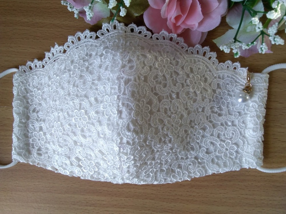 秋向け新作華やかなデザイン 高級ケミカルレース フォーマル 結婚式 成人式 和装 パールチャーム付き ゴムストッパー 布マスク misa 通販 ...