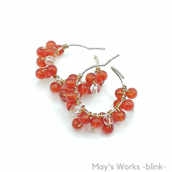 ∞つぶの輪∞ カーネリアン×クリスタル フープピアス ピアス（フープ） May's Works 通販 12033661｜Creema(クリーマ)