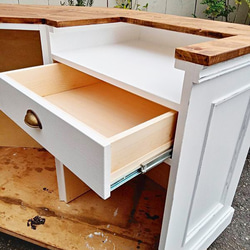 百貨店L字カウンター（W1900ホワイト） 店舗向けショップカウンター 受付カウンター オーダーメイド家具 店舗什器 チェスト・キャビネット ...