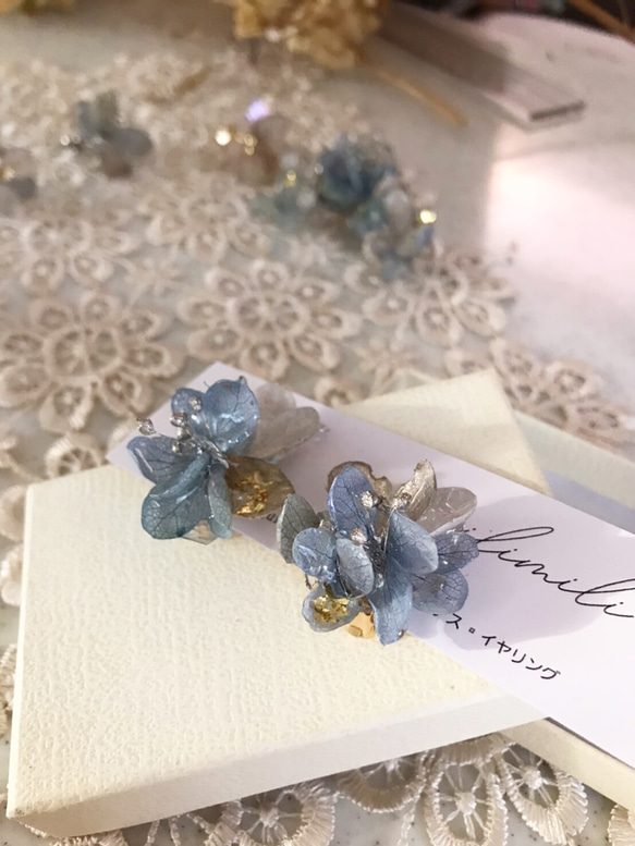 アジサイイヤリング イヤリング・ノンホールピアス milimili 通販 11010264｜Creema(クリーマ)