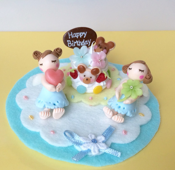 受注制作 Happy Birthday天使 (blue) 雑貨・その他 ニコママ 通販 2372282｜Creema(クリーマ)