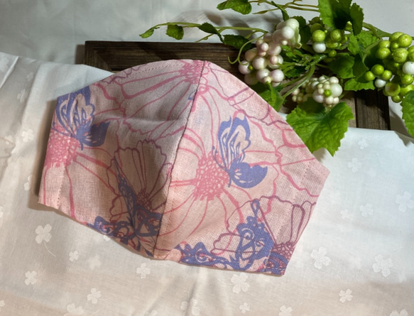 蝶・花柄(柄物②-13)通気性の良い文生地 手ぬぐい生地 サイズ・裏地選択可 呼吸しやすいマスク 布マスク mo-3工房(もーさん工房) 通販 ...